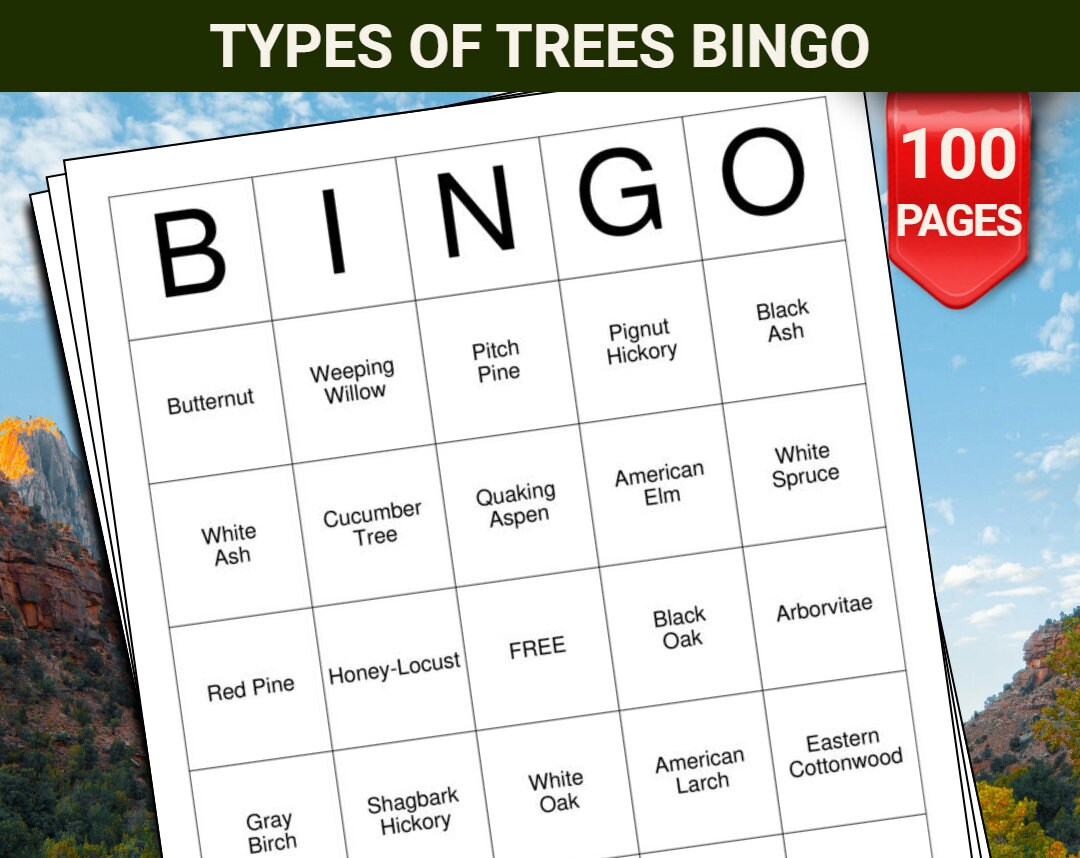 Types of Trees Bingo Cards 100 Pages to Download and Print - Etsy