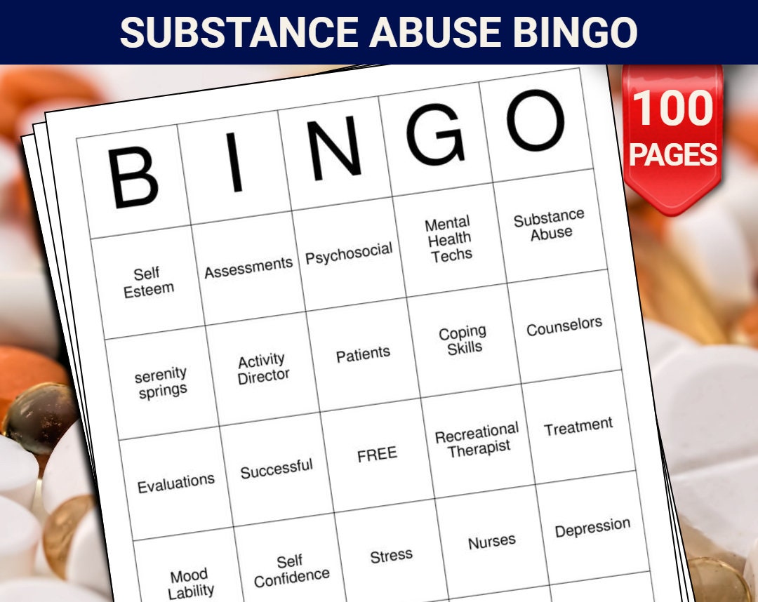 Substance Abuse Bingo Cards 100 Pages to Download and Print - Etsy