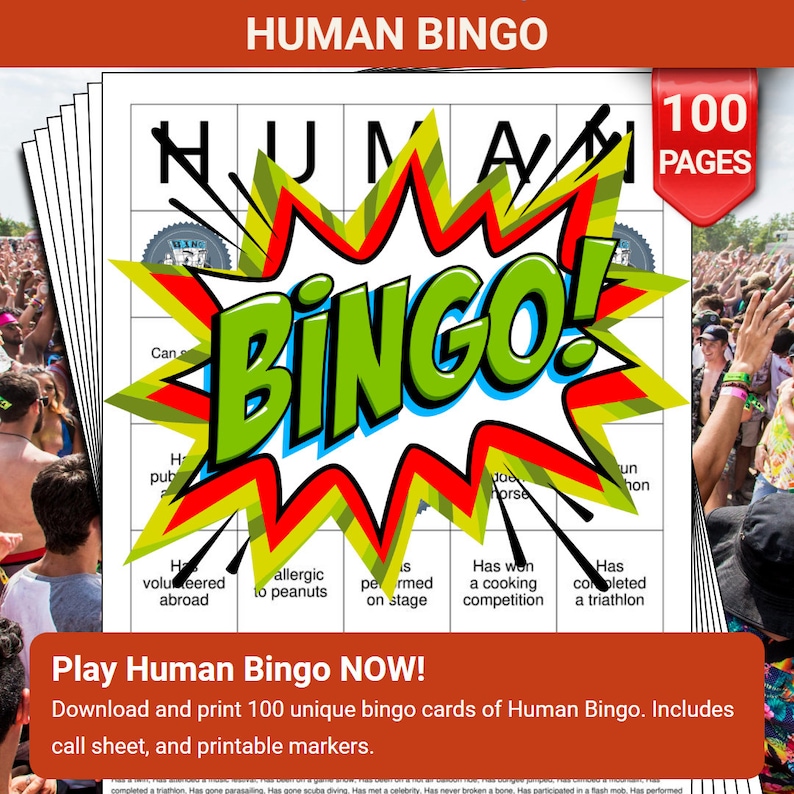 Human Bingo Cards - 100 Pages to Download and Print - Etsy