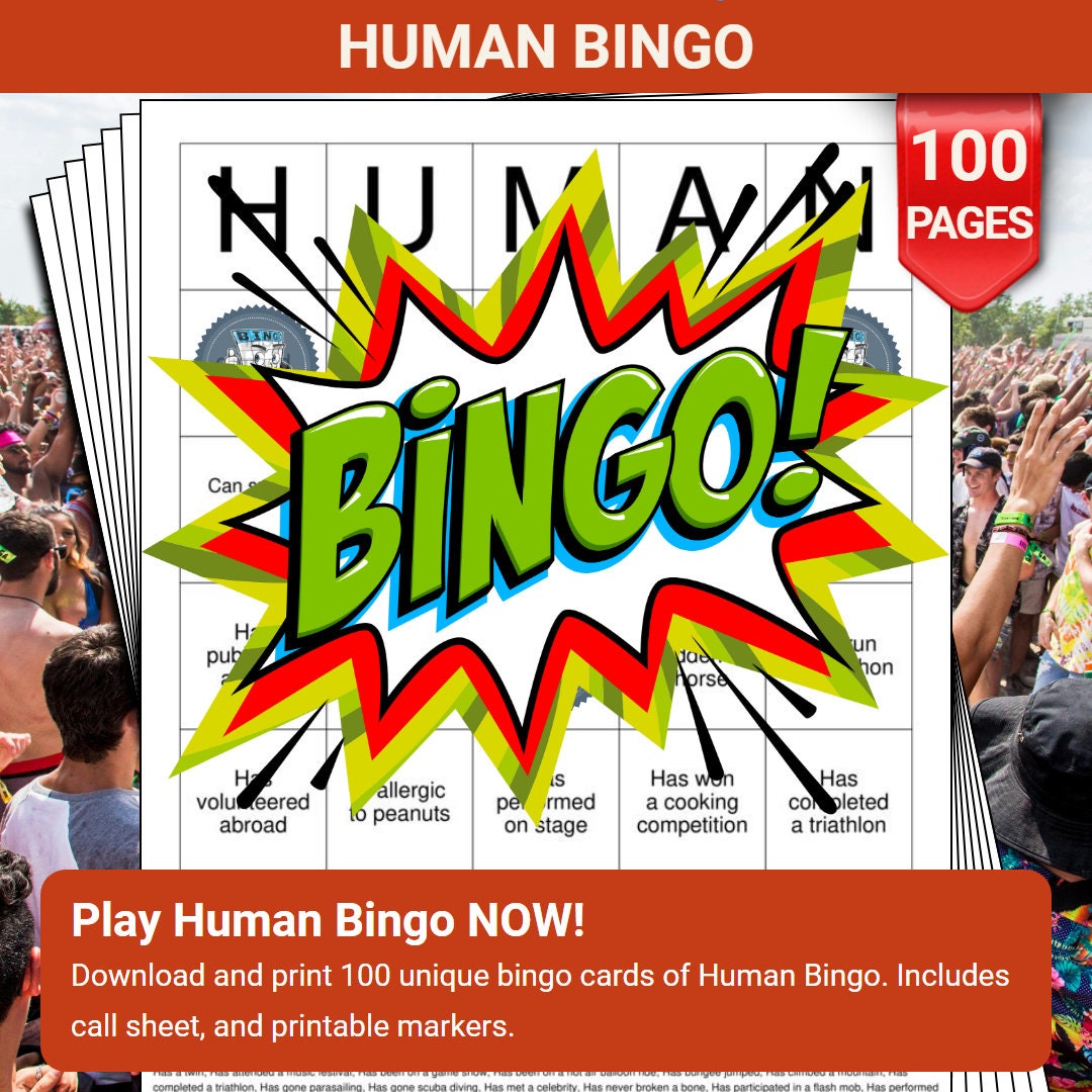 Human Bingo Cards - 100 Pages to Download and Print - Etsy