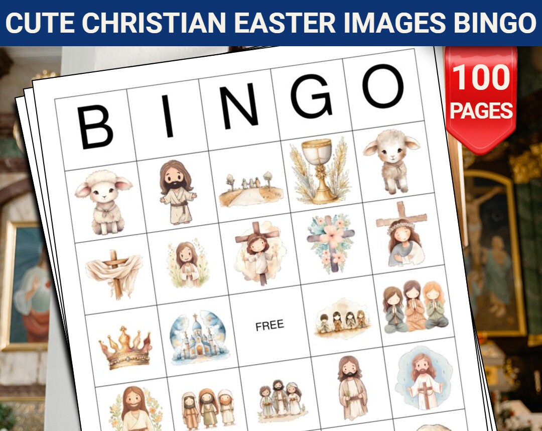 Cute Christian Easter Images Bingo Cards 100 Pages to Download and ...