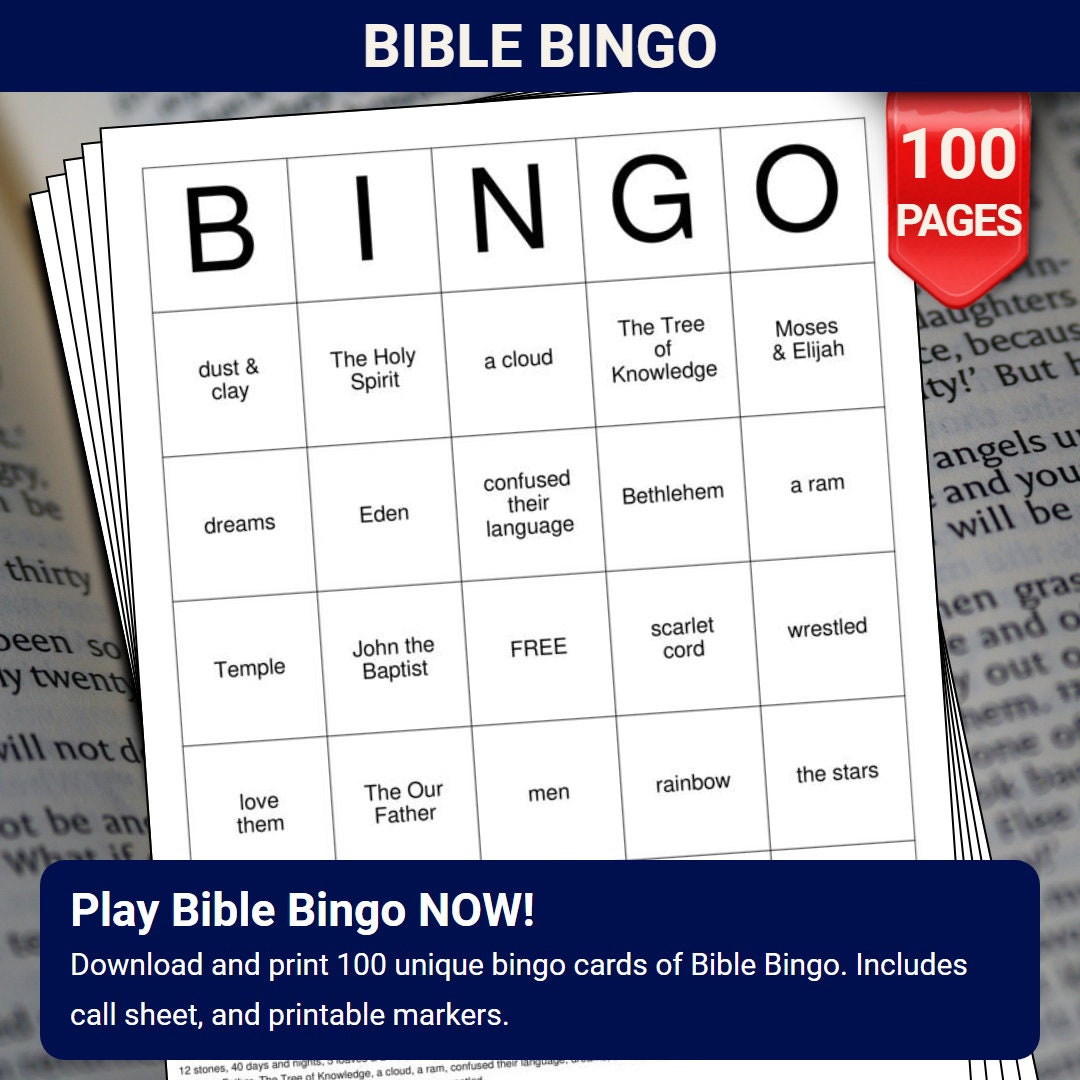Bible Bingo Cards 100 Pages to Download and Print - Etsy