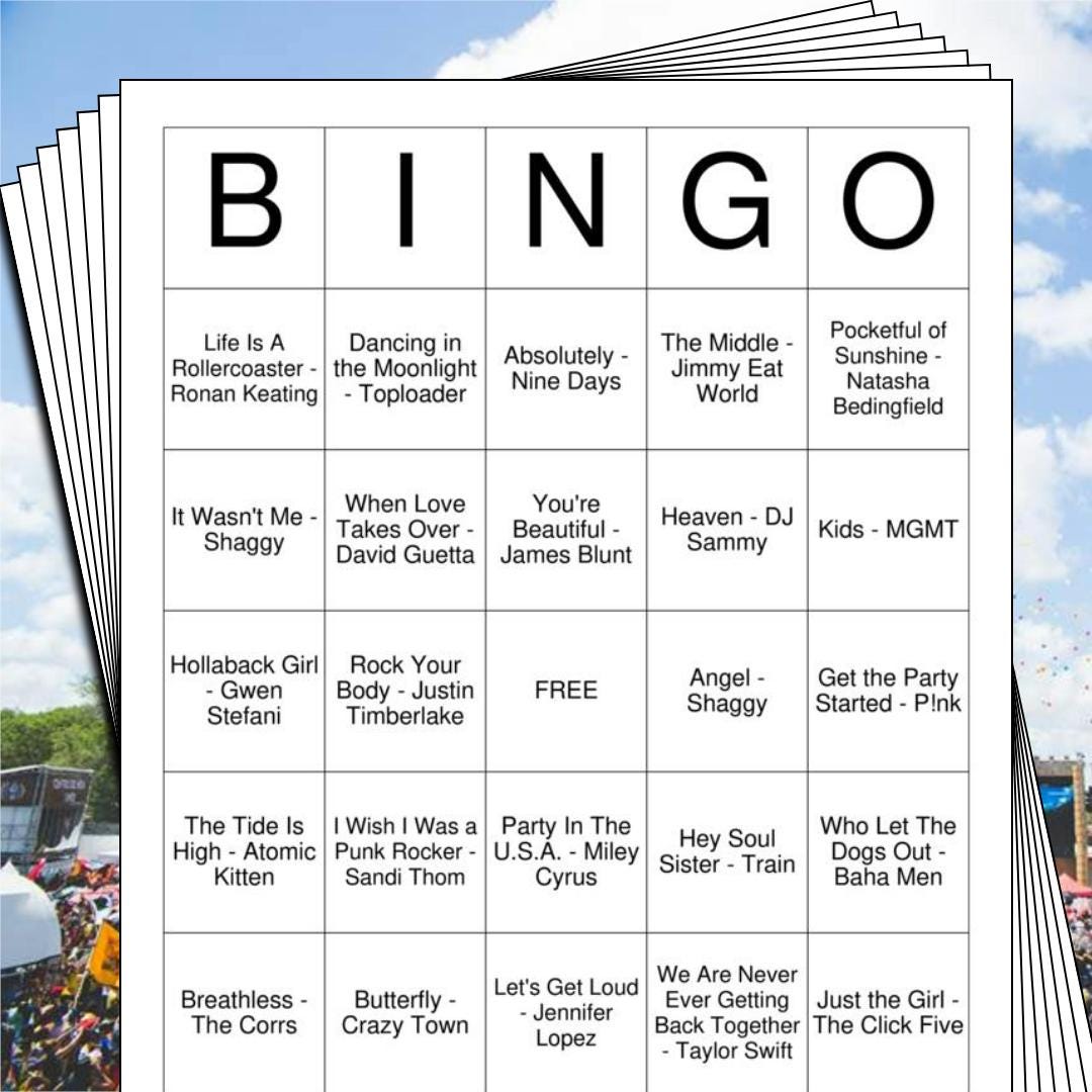 2000s Summer Hits Music Bingo Cards - 100 Pages to Download and Print ...