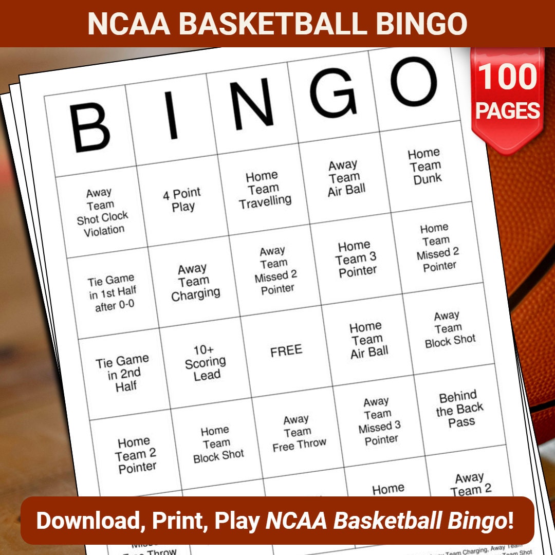 NCAA Basketball Bingo Cards - 100 Pages to Download and Print - Etsy