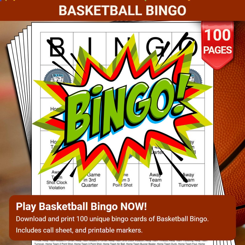 Basketball Bingo Cards 100 Pages to Download and Print - Etsy