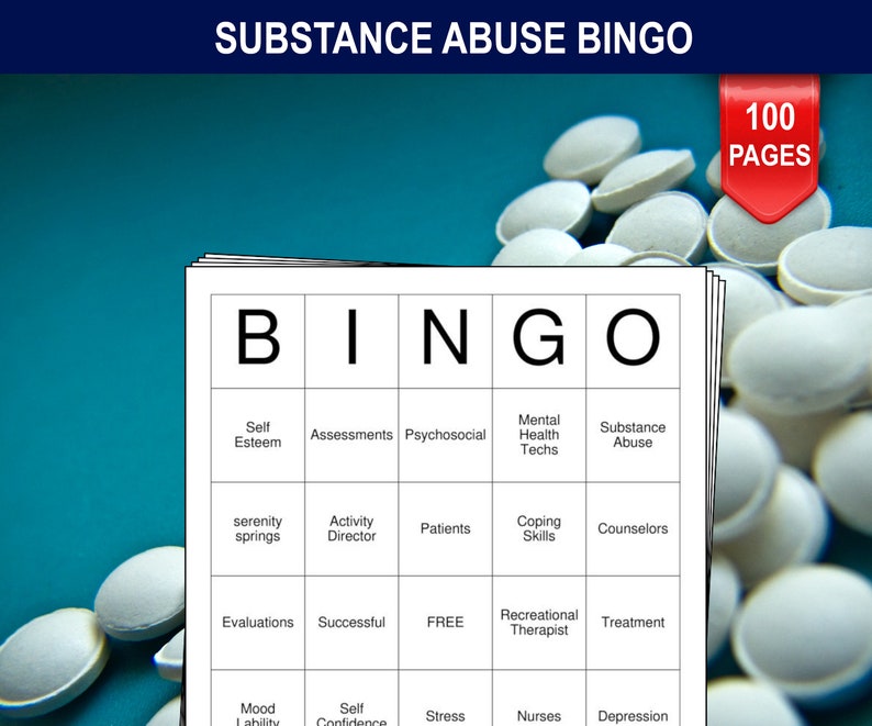 Substance Abuse Bingo Cards - 100 Pages - Download and Print Bingo ...