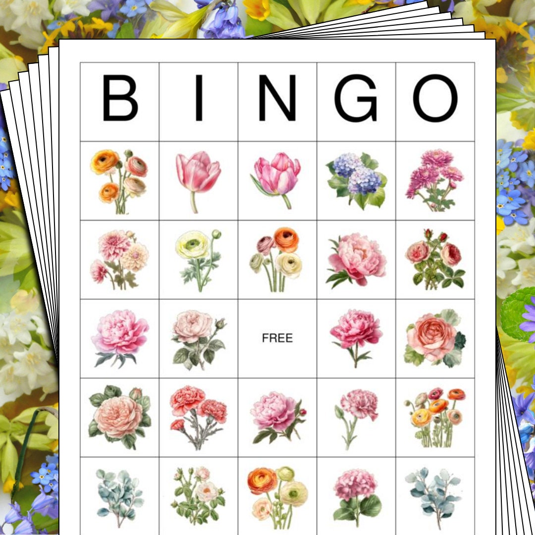 Flower Images Bingo Cards - 100 Pages to Download and Print - Etsy