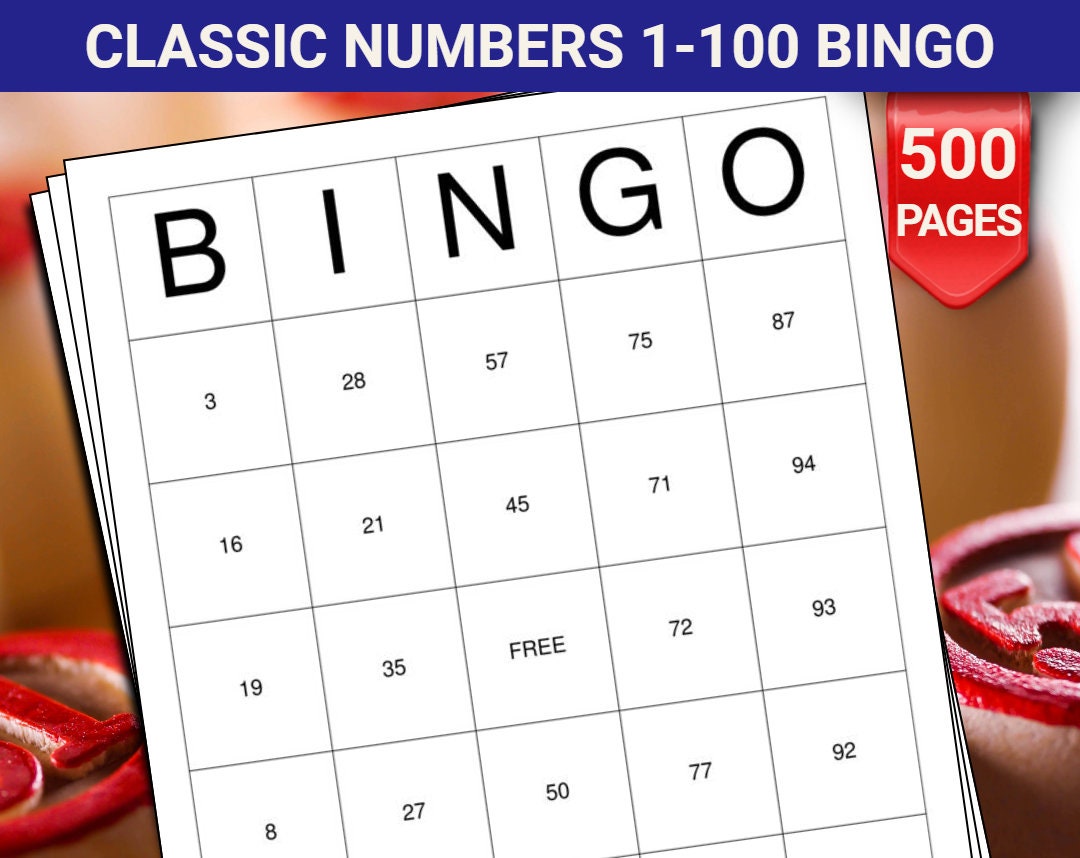 Classic Numbers 1-100 Bingo Cards 500 Pages to Download and Print - Etsy
