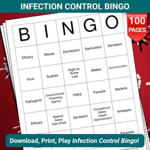 Infection Control Bingo Cards - 100 Pages to Download and Print - Etsy