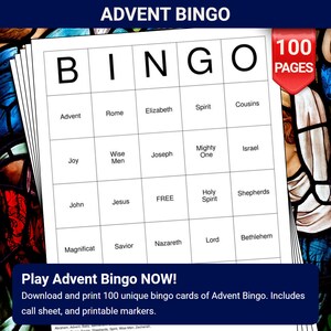 Advent Bingo Cards - 100 Pages to Download and Print - Etsy