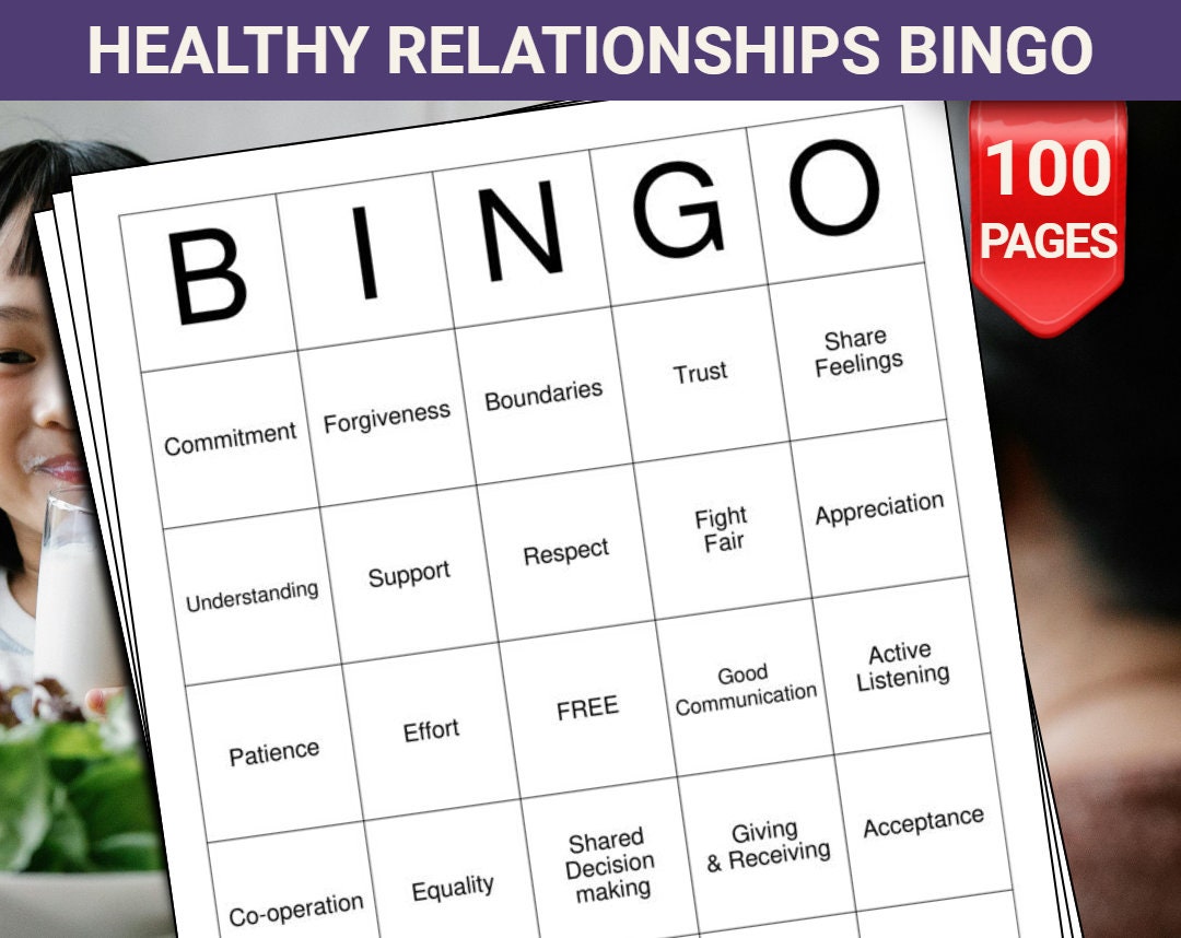 Healthy Relationships Bingo Cards 100 Pages to Download and Print - Etsy