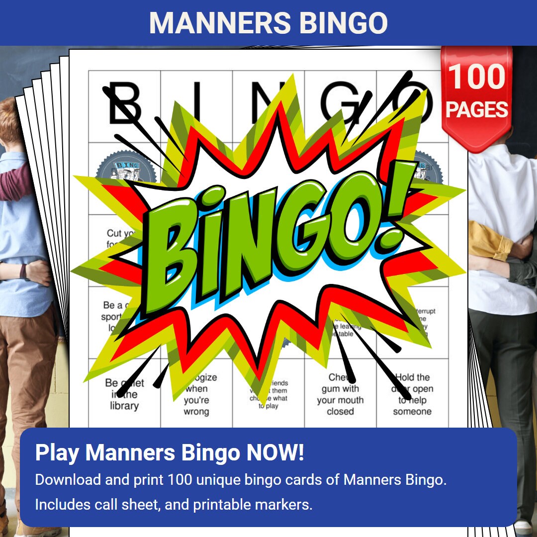 Manners Bingo Cards - 100 Pages to Download and Print - Etsy