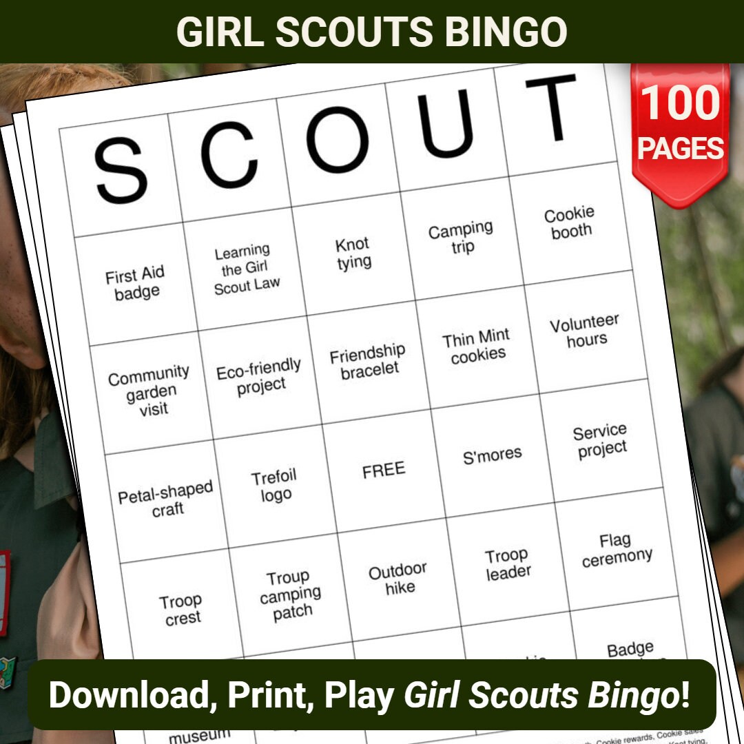 Girl Scouts Bingo Cards - 100 Pages to Download and Print - Etsy
