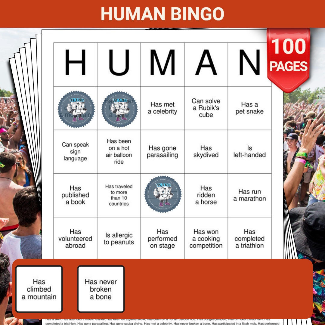 Human Bingo Cards - 100 Pages to Download and Print - Etsy