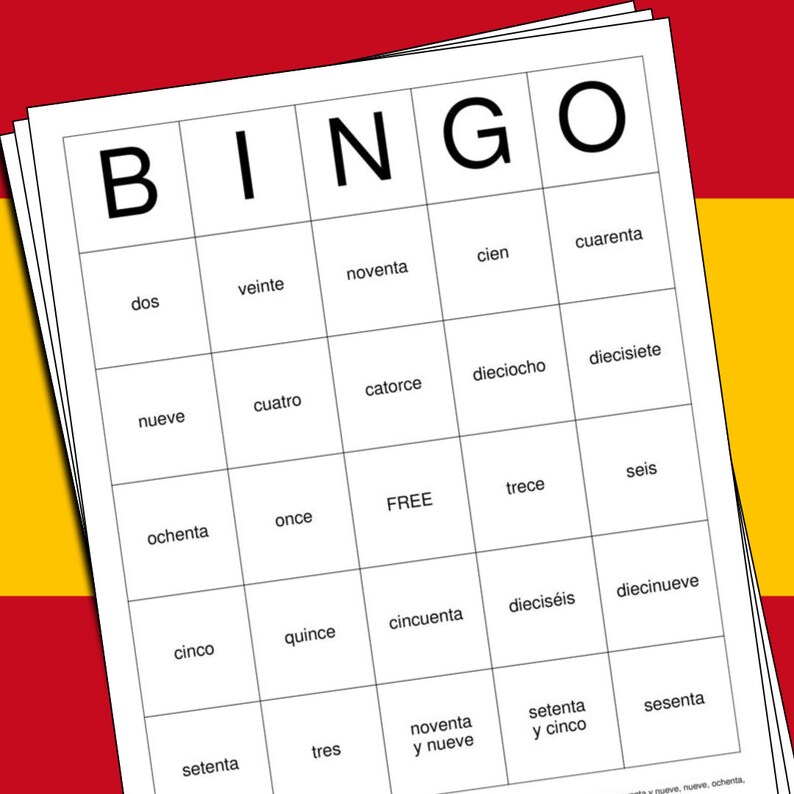 Spanish Numbers Bingo Cards 100 Pages to Download and Print - Etsy