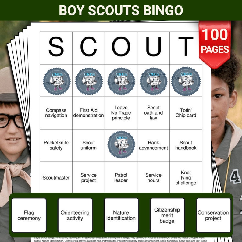 Boy Scouts Bingo Cards - 100 Pages to Download and Print - Etsy