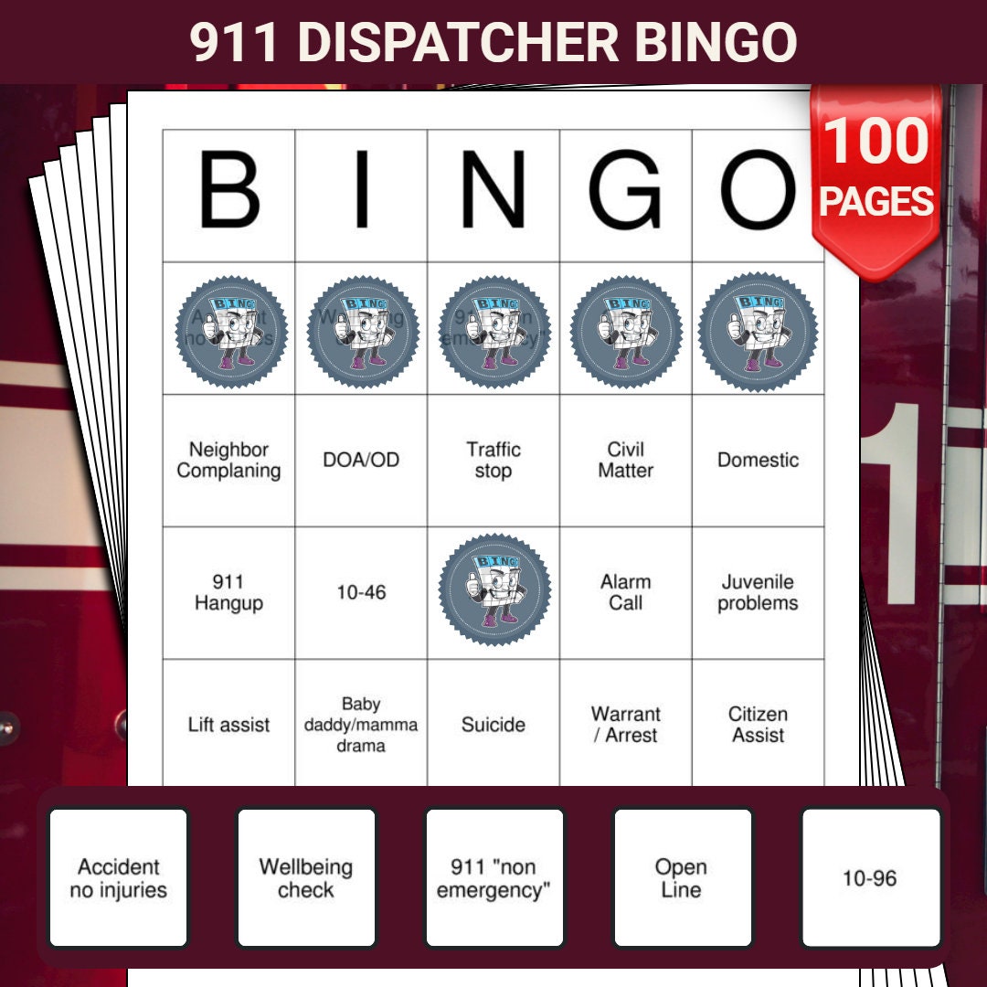 911 Dispatcher Bingo Cards - 100 Pages to Download and Print - Etsy