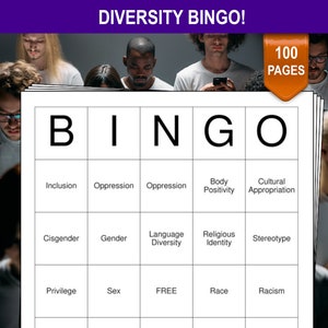 Diversity Bingo Cards 100 Pages Download and Print Bingo Instantly ...