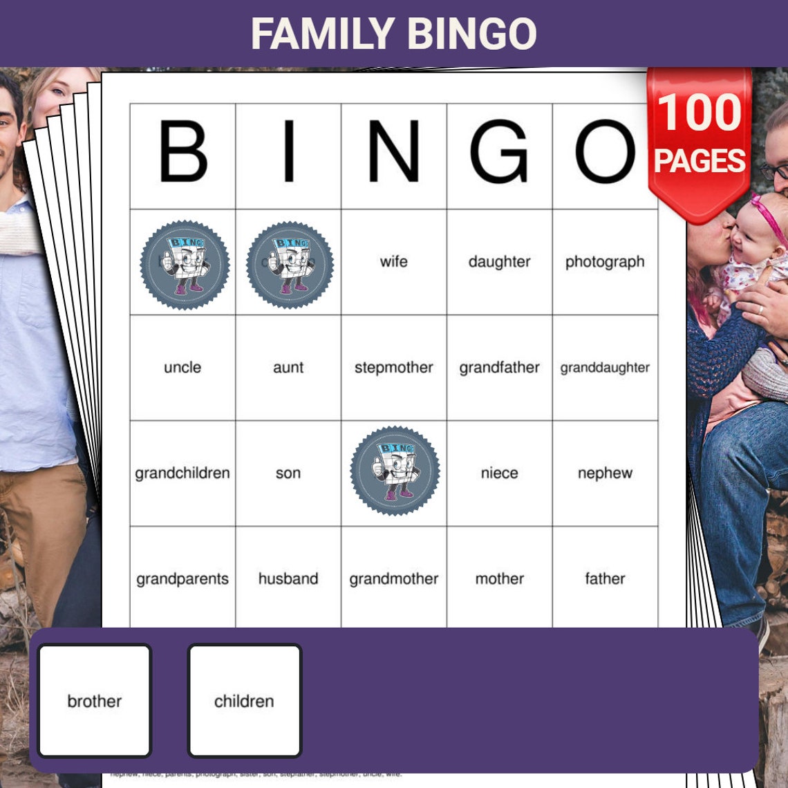 Family Bingo Cards - 100 Pages to Download and Print - Etsy