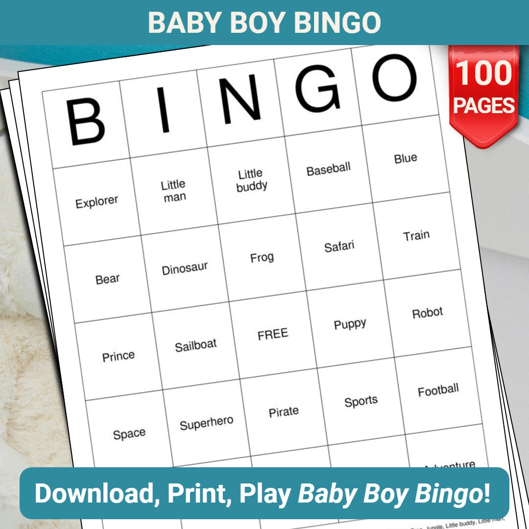 Baby Boy Bingo Cards - 100 Pages to Download and Print - Etsy