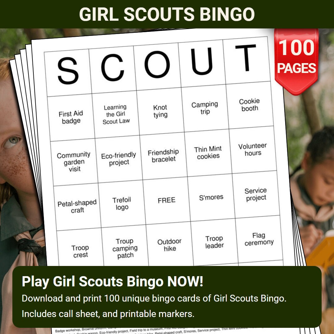 Girl Scouts Bingo Cards - 100 Pages to Download and Print - Etsy