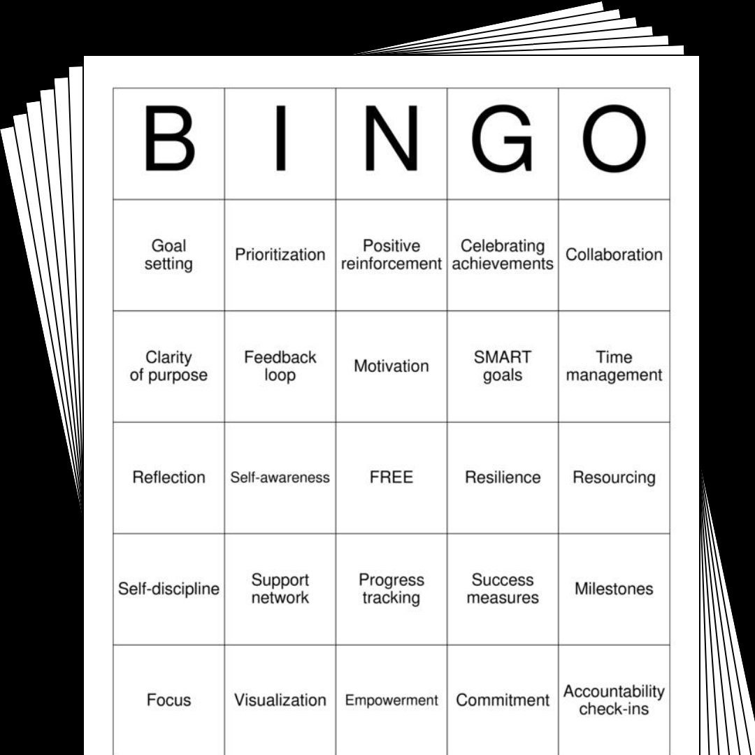 Goal Based Accountability Bingo Cards - 100 Pages to Download and Print ...