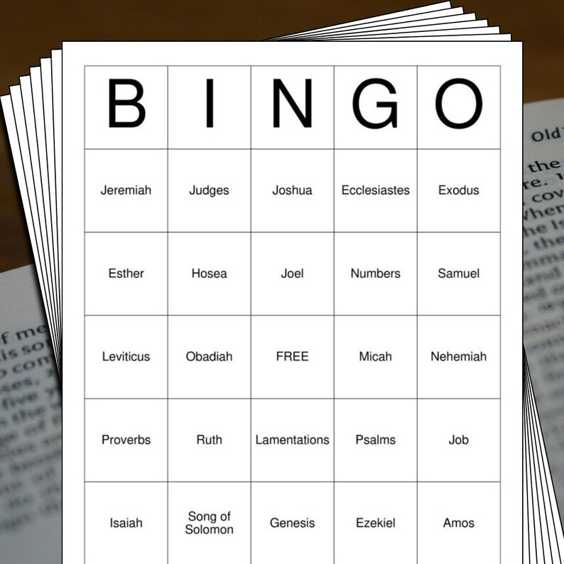 Books of the Bible Old Testament Bingo Cards 100 Pages to Download and ...
