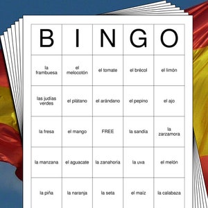 Spanish Fruits and Vegetables Bingo Cards - 100 Pages to Download and ...