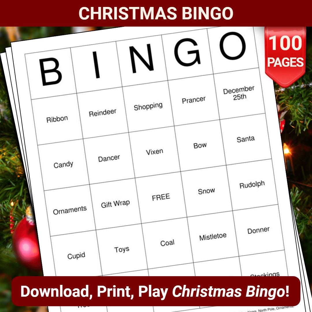 Christmas Bingo Cards - 100 Pages to Download and Print - Etsy