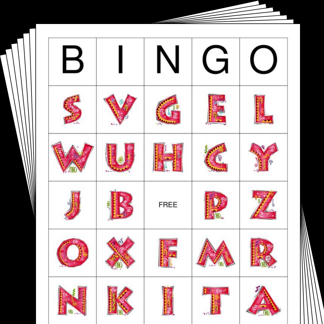 Red Alphabet Letter Images Bingo Cards - 100 Pages to Download and ...