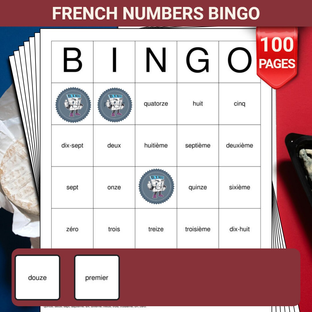 French Numbers Bingo Cards - 100 Pages to Download and Print - Etsy