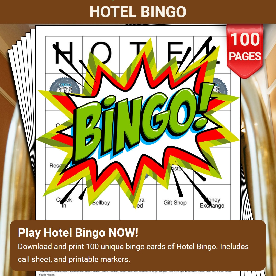Hotel Bingo Cards - 100 Pages to Download and Print - Etsy