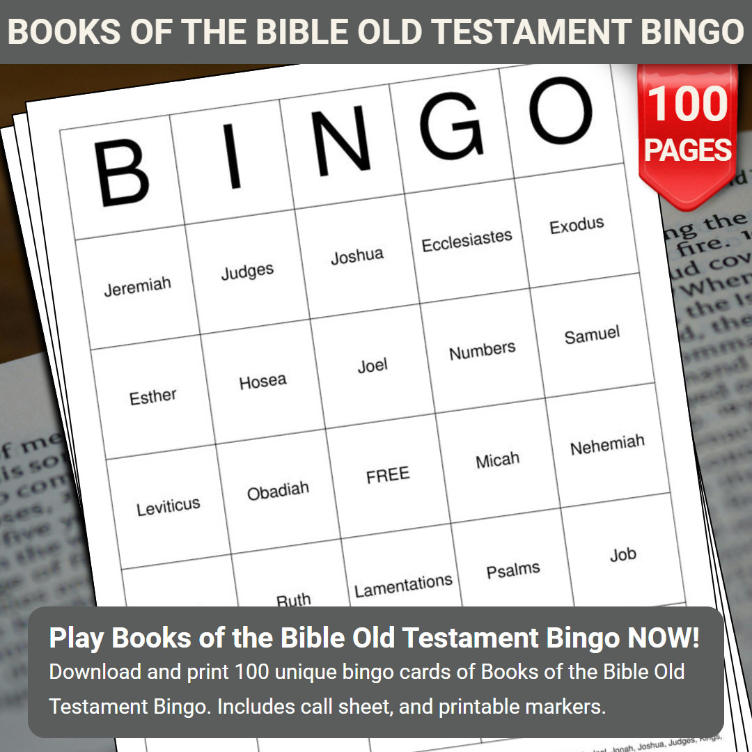 Books of the Bible Old Testament Bingo Cards - 100 Pages to Download ...
