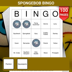 Spongebob Bingo Cards - 100 Pages to Download and Print - Etsy