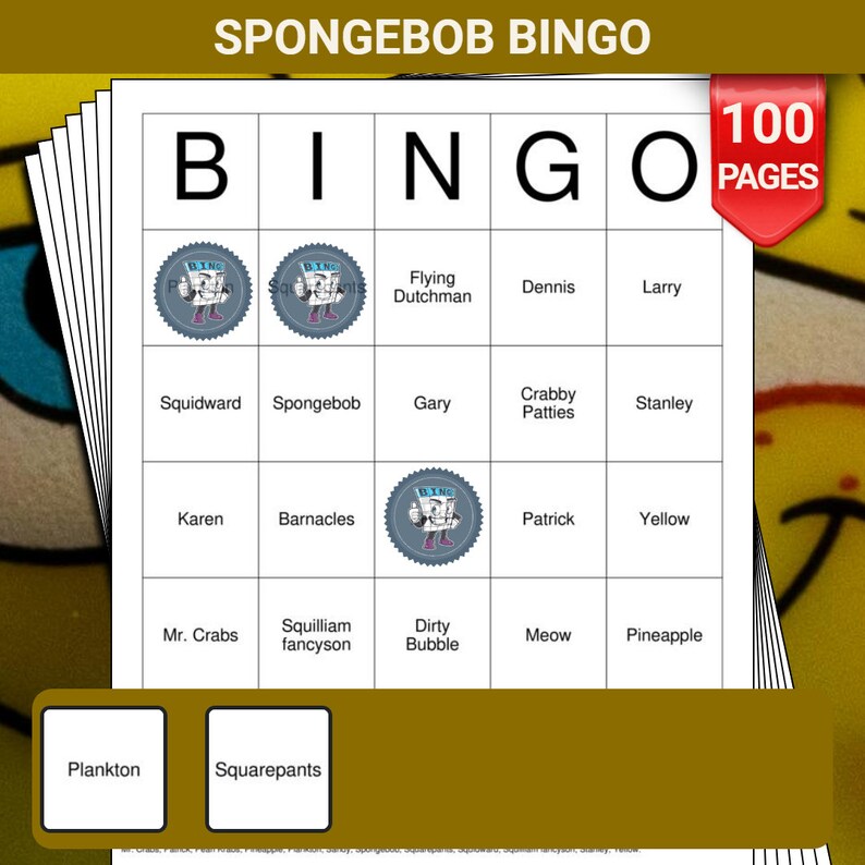 Spongebob Bingo Cards - 100 Pages to Download and Print - Etsy