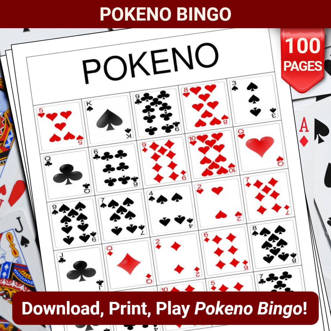 Pokeno Bingo Cards - 100 Pages to Download and Print - Etsy