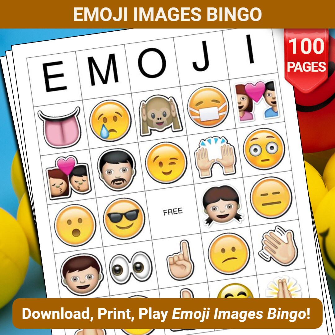 Emoji Images Bingo Cards - 100 Pages to Download and Print - Etsy