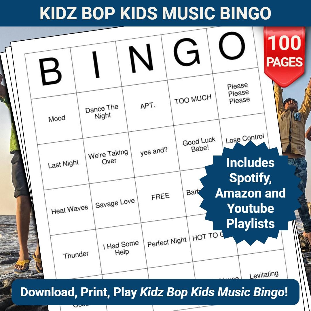 Kidz Bop Kids Music Bingo Cards - 100 Pages to Download and Print - Etsy