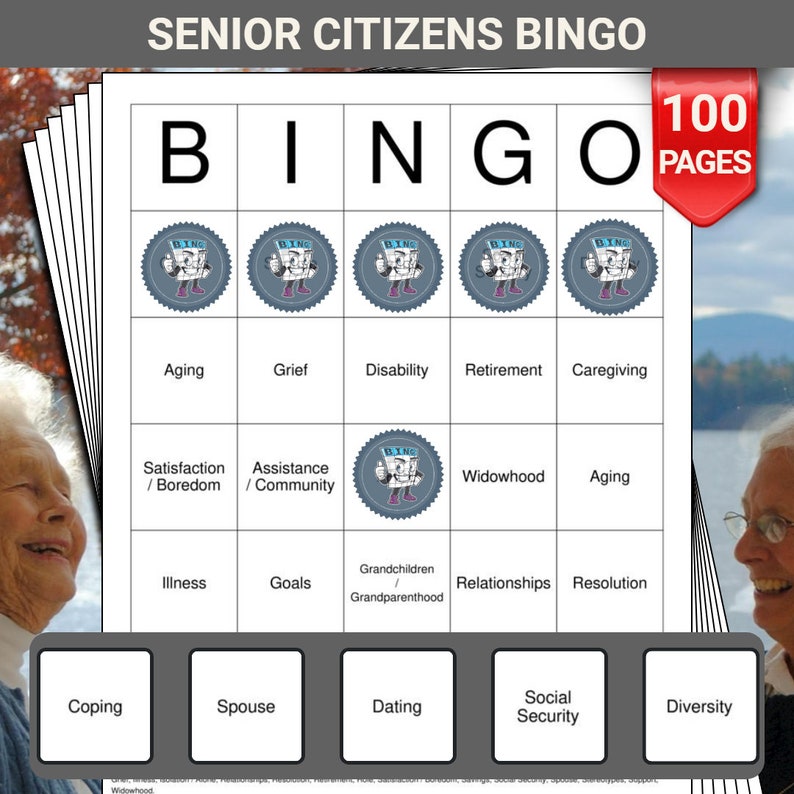 Senior Citizens Bingo Cards - 100 Pages to Download and Print - Etsy