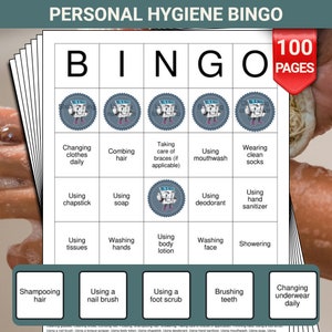 Personal Hygiene Bingo Cards - 100 Pages to Download and Print - Etsy