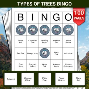 Types of Trees Bingo Cards - 100 Pages to Download and Print - Etsy