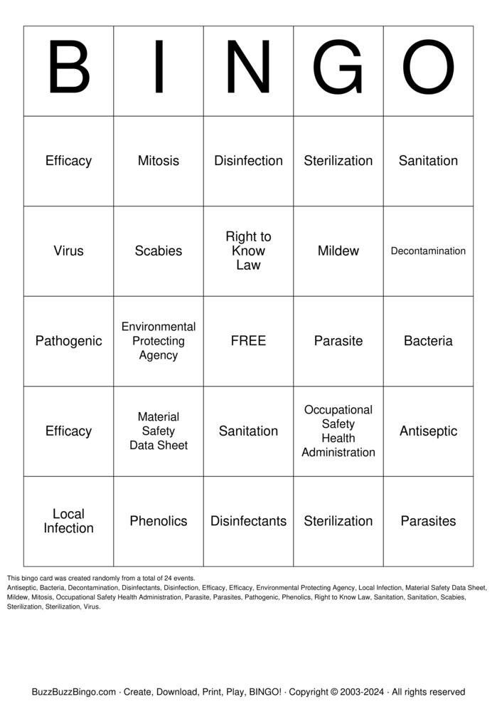 Infection Control Bingo Cards - 100 Pages to Download and Print - Etsy