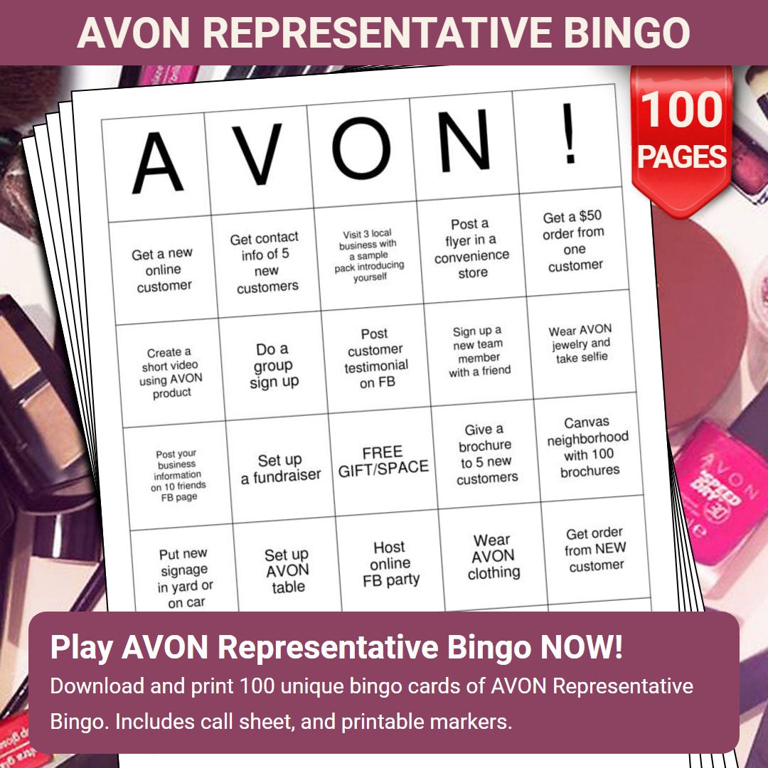 AVON Representative Bingo Cards 100 Pages to Download and Print - Etsy