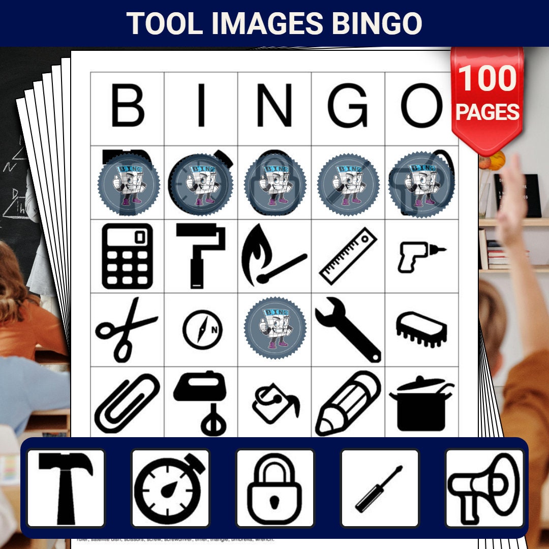 Tool Images Bingo Cards 100 Pages to Download and Print - Etsy