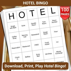 Hotel Bingo Cards - 100 Pages to Download and Print - Etsy