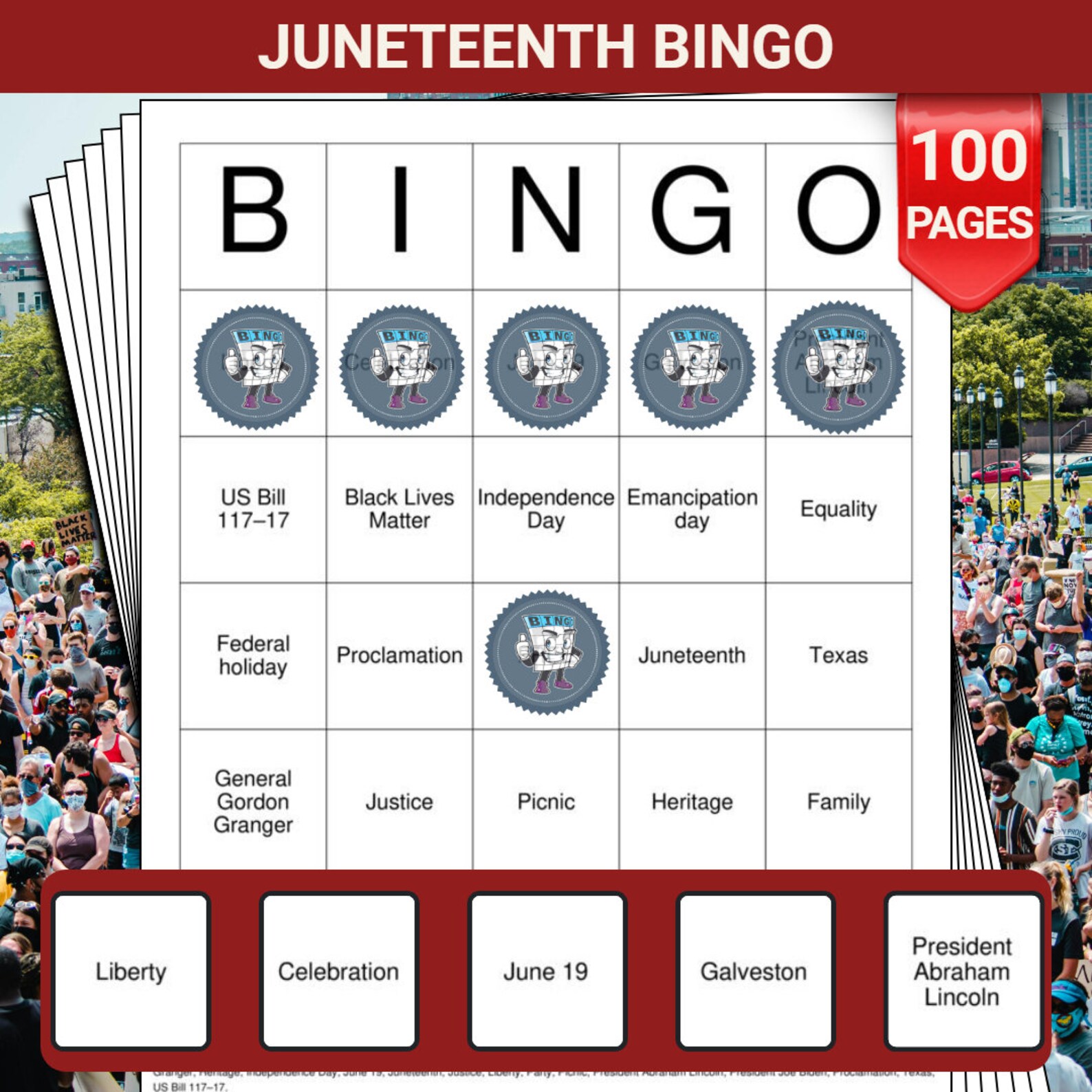 Juneteenth Bingo Cards - 100 Pages to Download and Print - Etsy