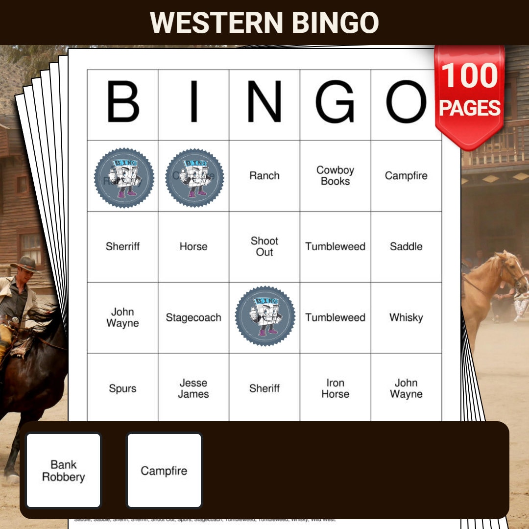 Western Bingo Cards - 100 Pages to Download and Print - Etsy