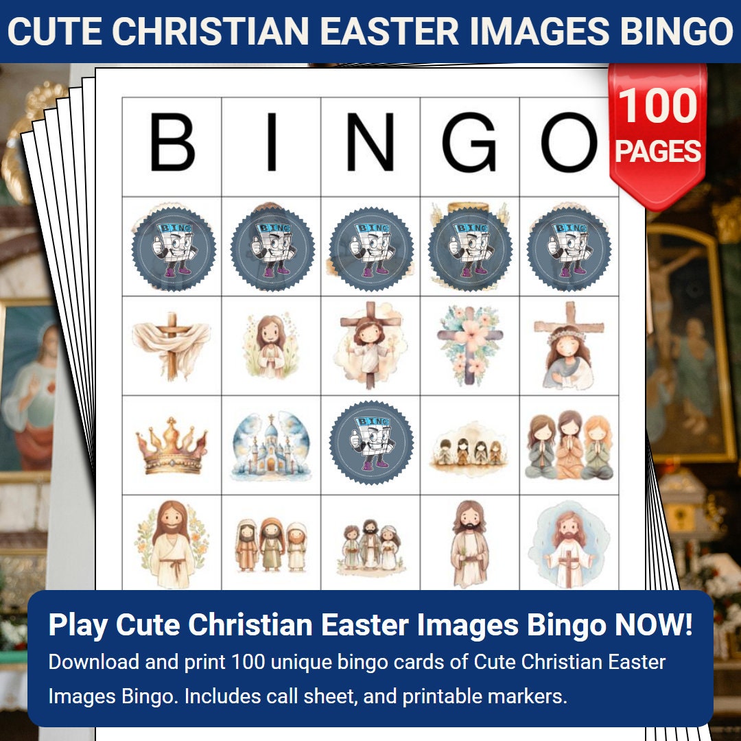 Cute Christian Easter Images Bingo Cards 100 Pages to Download and ...