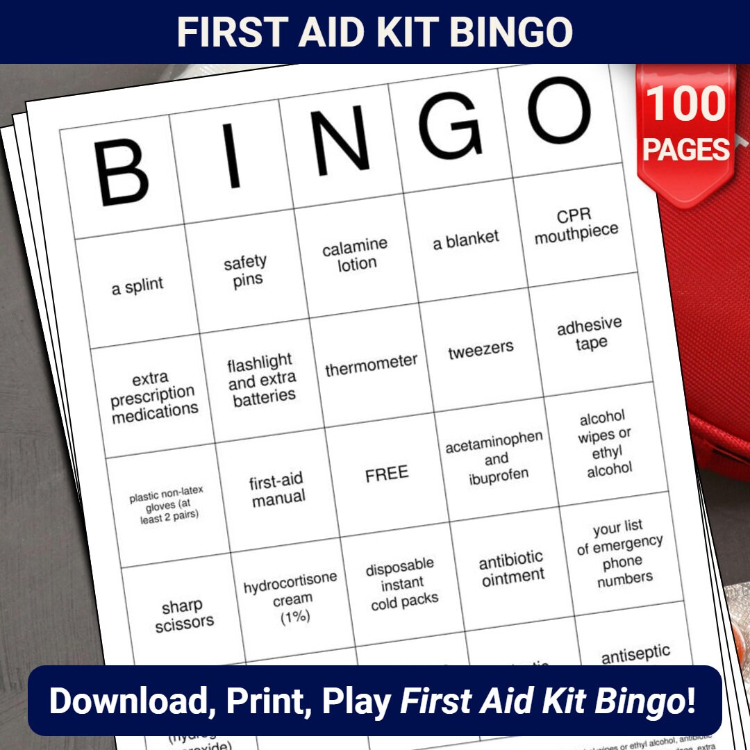 First Aid Kit Bingo Cards - 100 Pages to Download and Print - Etsy