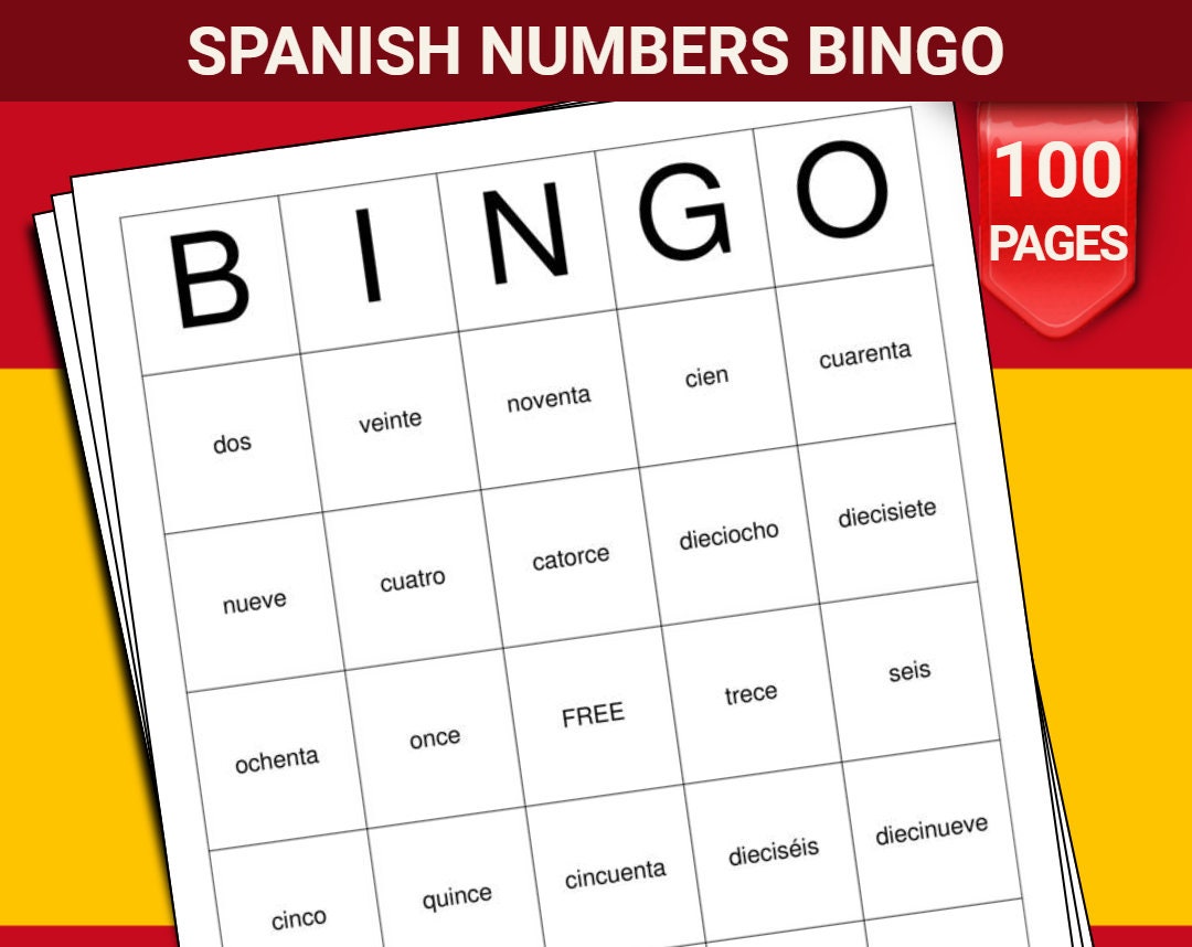 Spanish Numbers Bingo Cards 100 Pages to Download and Print - Etsy
